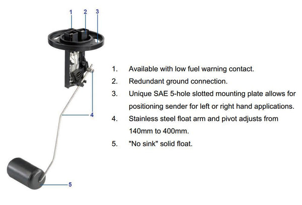 Arm Type Fuel Sender: 240-33 ohms - Gauge Shop